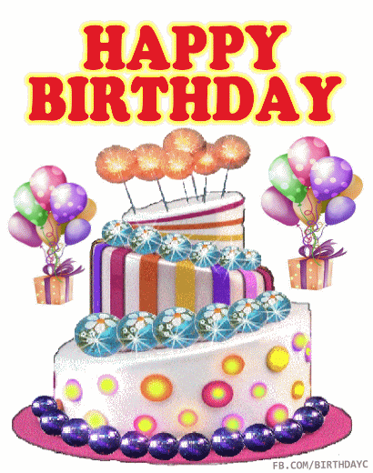 Birthday greeting gif card and cakes - HBDAY.ART