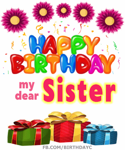 Birthday card for sister, image gif - HBDAY.ART